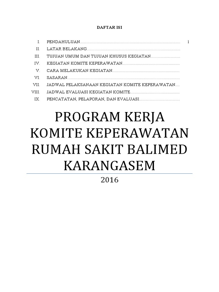 Program Kerja Komite Keperawatan | PDF
