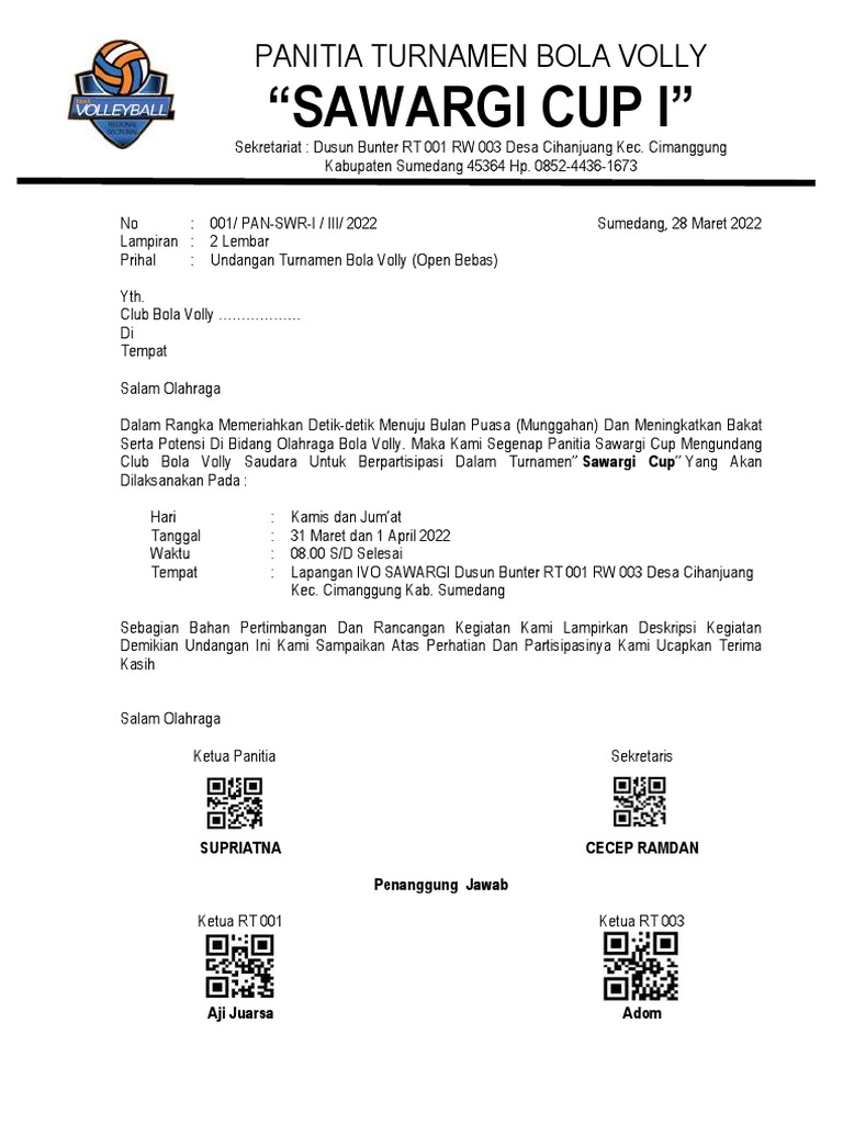 Surat Undangan Turnamen | PDF