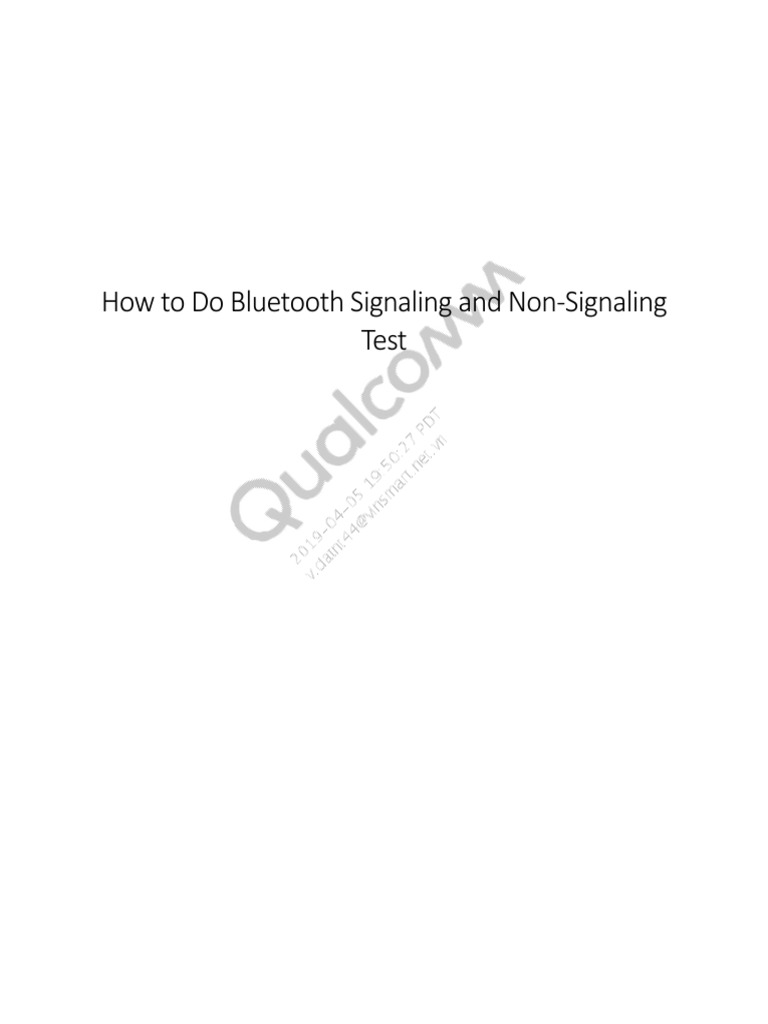 How To Do Bluetooth Signaling and Non-Signaling Test | PDF | Bluetooth ...
