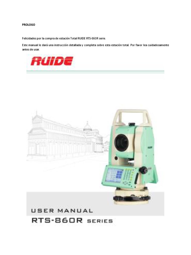 Manual Estacion Total Ruide Touch (Español) | PDF | Tornillo | Medición