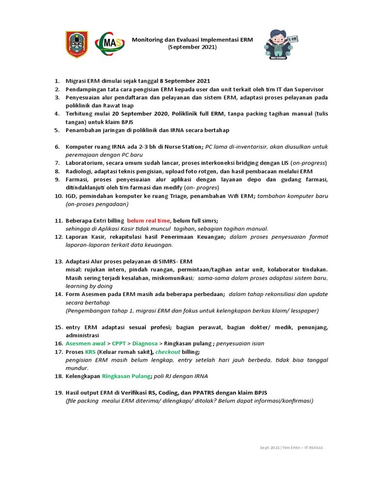 Monitoring dan Evaluasi Implementasi Awal ERM | PDF