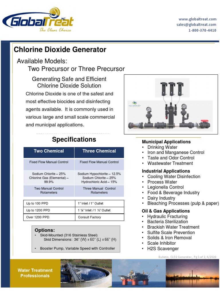 Chlorine Dioxide Manual Generator Brochure 1 | PDF | Chemistry | Materials