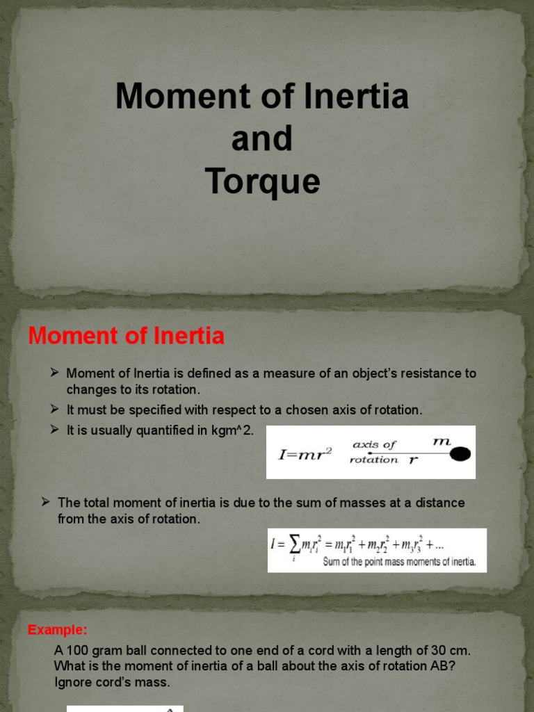 Moment of Inertia | PDF | Torque | Rotation Around A Fixed Axis