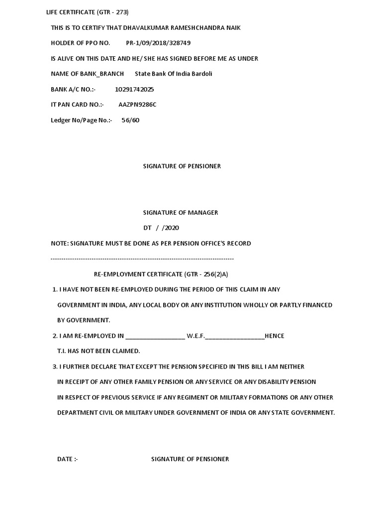 Life Certificate | PDF | Government