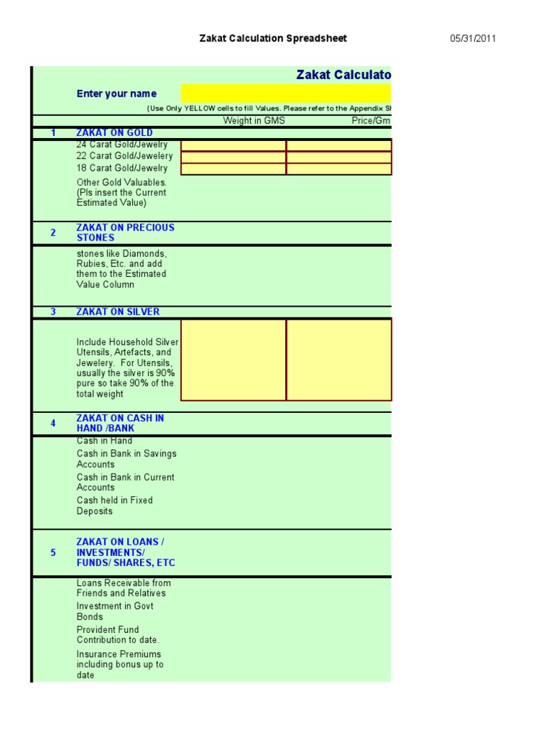 Zakat Calculator: Enter Your Name | Download Free PDF | Agriculture ...
