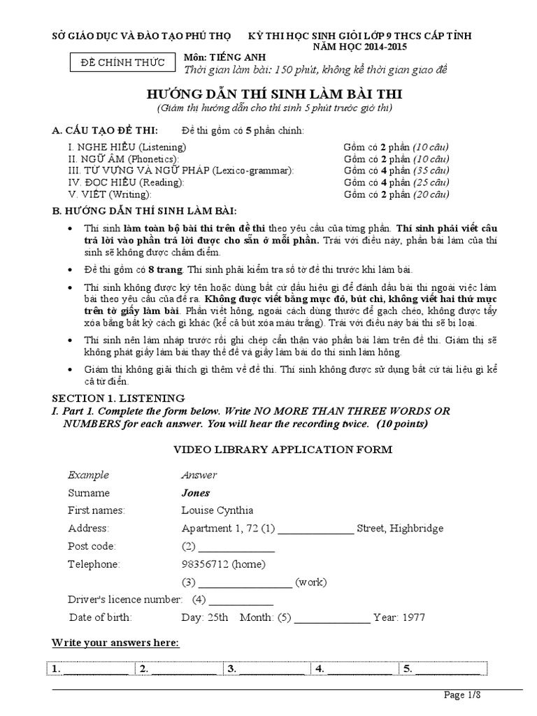 8. HSG ANH 9 TỈNH PHÚ THỌ (2014-2015) | PDF