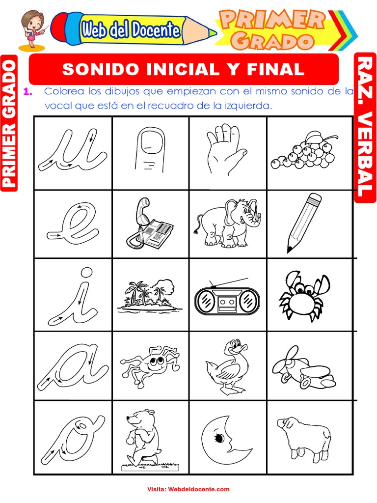 Sonido Inicial y Final para Primer Grado de Primaria | PDF