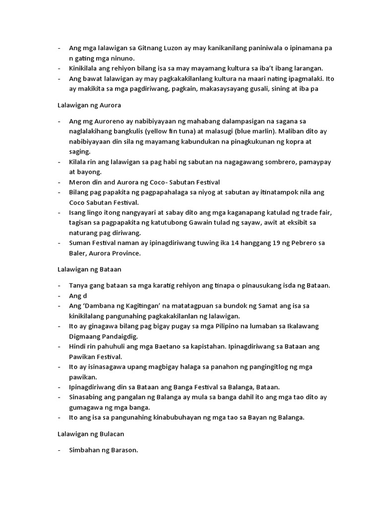 Kultura at Tradisyon NG Gitnang Luzon | PDF