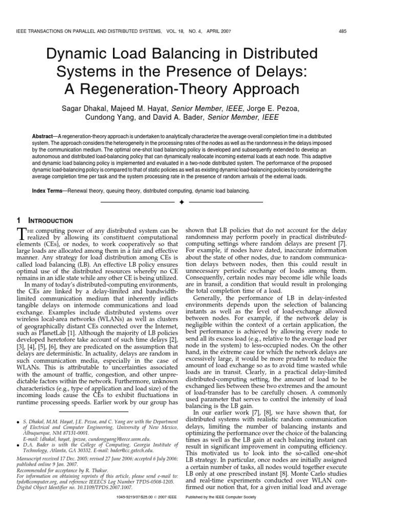 Dynamic Load Balancing Pdf Distributed Computing Computer Network
