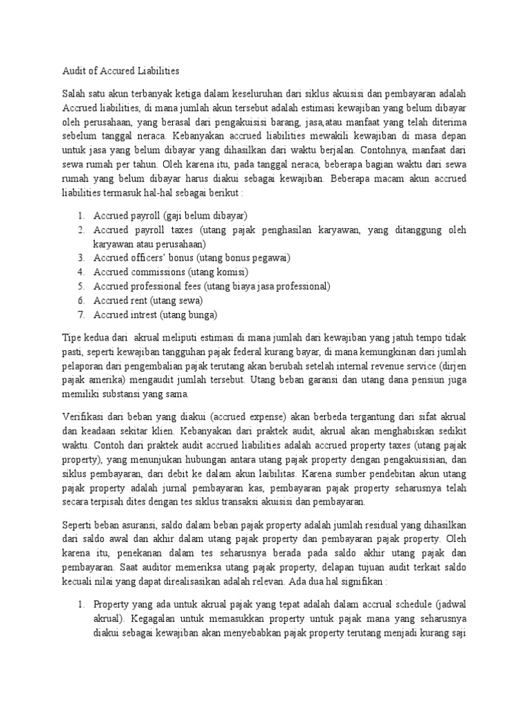 Audit of Accured Liabilities | PDF | Bisnis | Pengelolaan Keuangan & Uang
