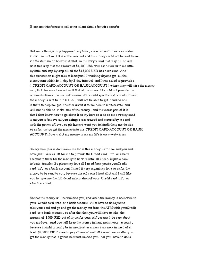 FMT To Collect CC and Bank Acct-1 | PDF | Love | Credit Card