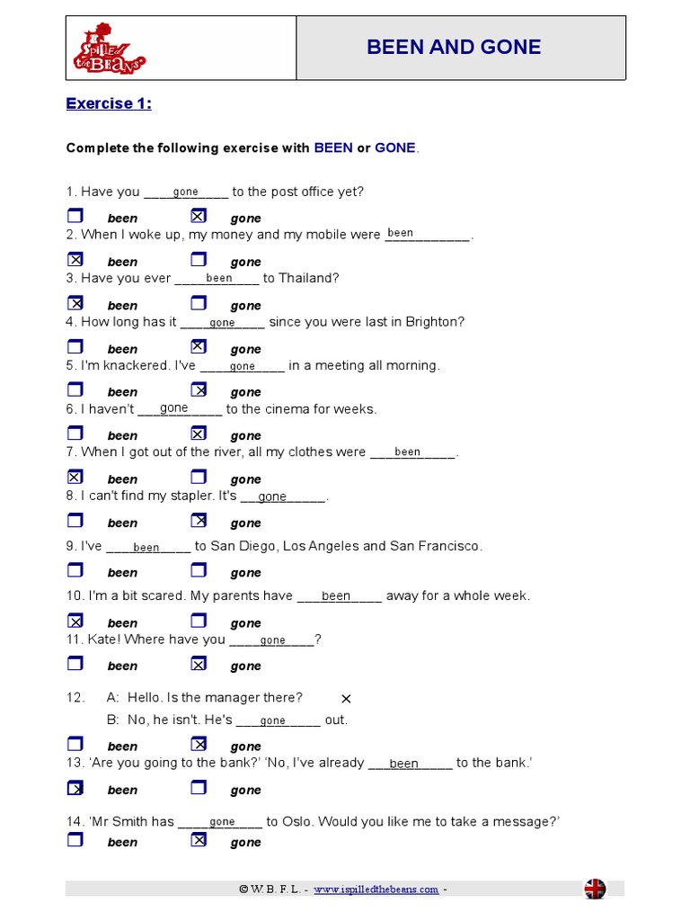 Been and Gone: Exercise 1 | PDF
