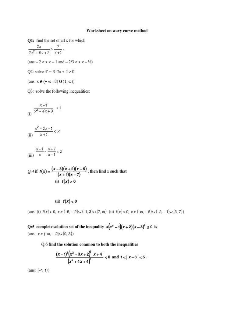 Worksheet On Wavy Curve Method | PDF