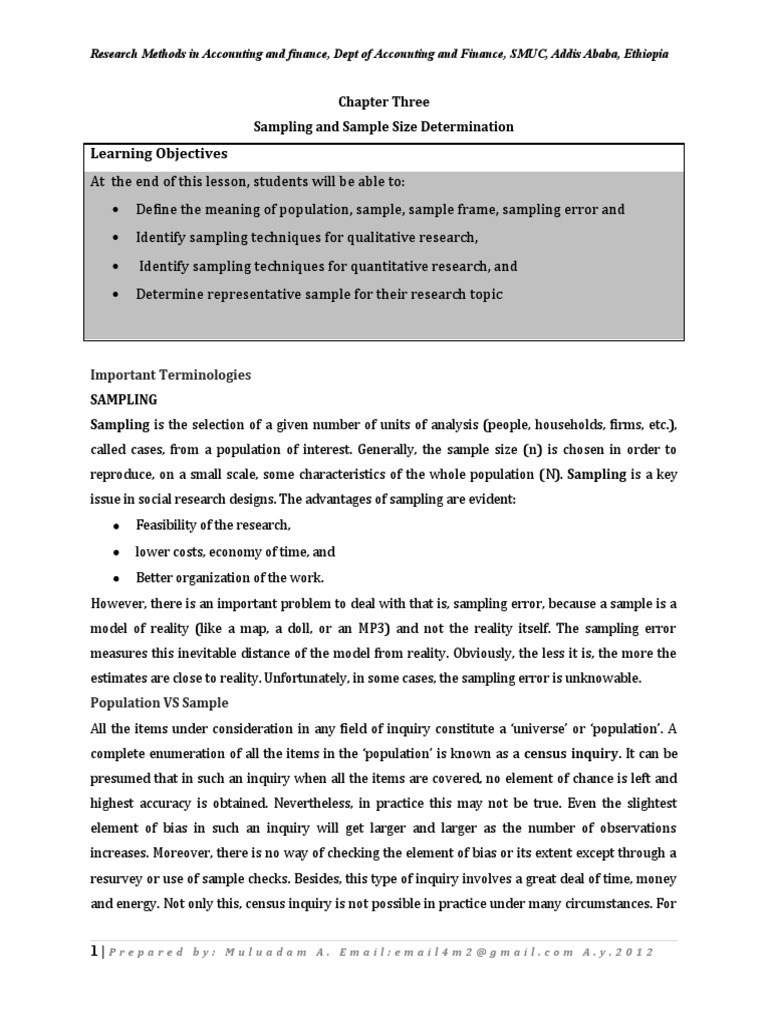 Chapter Four Research Proposal | PDF | Sampling (Statistics ...
