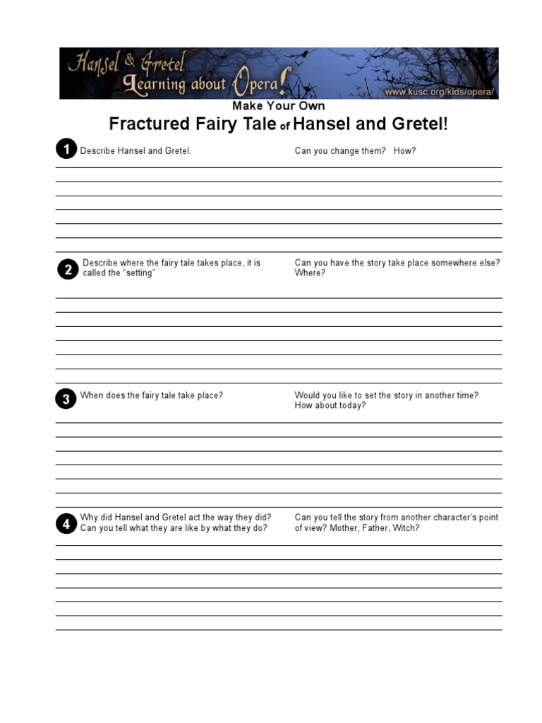 Opera Fractured Fairy Tale Activity | PDF | Hansel And Gretel | Folklore
