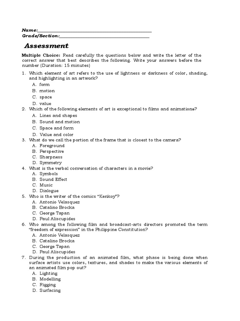 Arts 3rd Quater Quiz Module 1 | PDF | Texture Mapping | The Arts