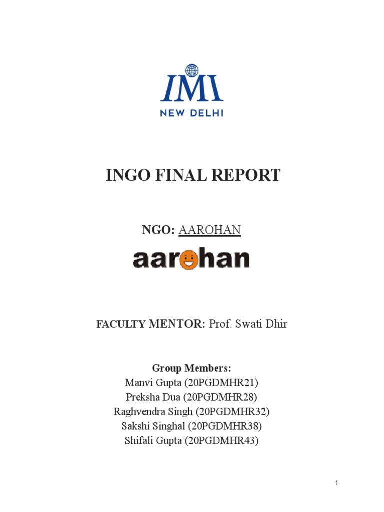 Ingo Final Report: Ngo: Aarohan | PDF | Schools | Teachers