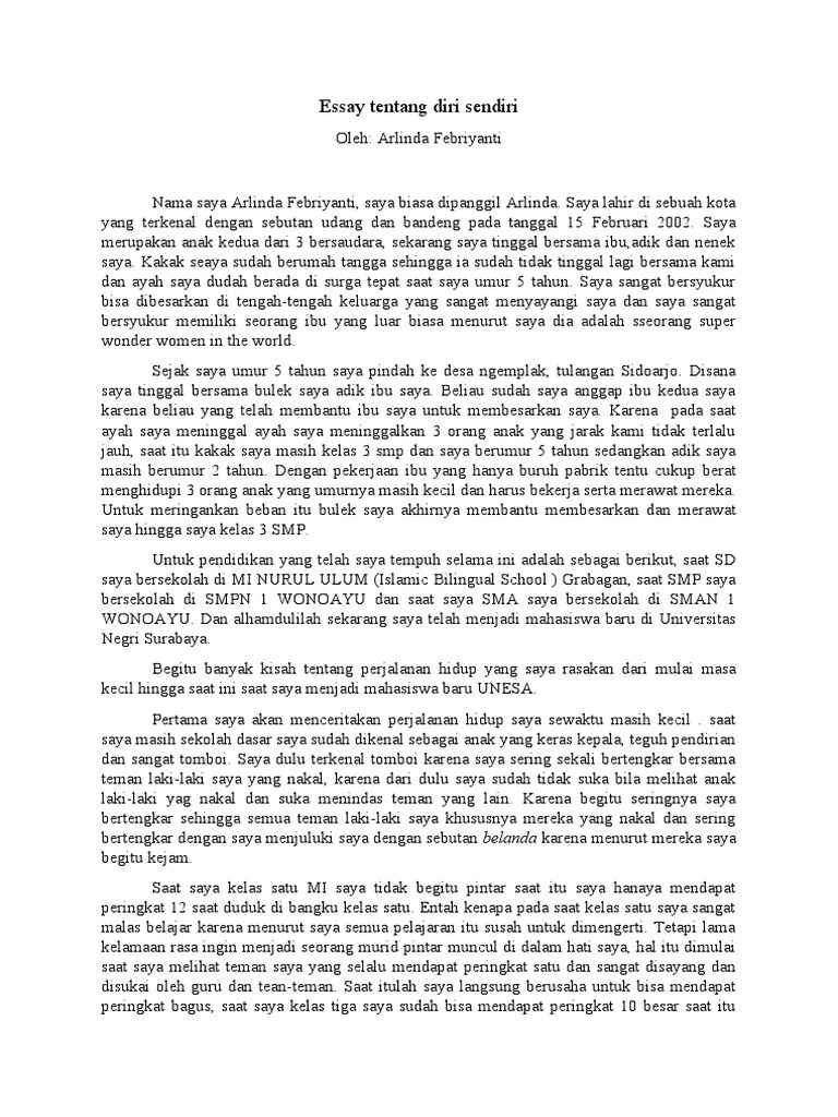 Essay Tentang Diri Sendiri | PDF