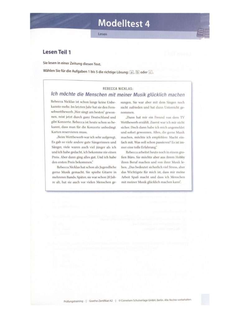 A2 Modelltest 4 | PDF