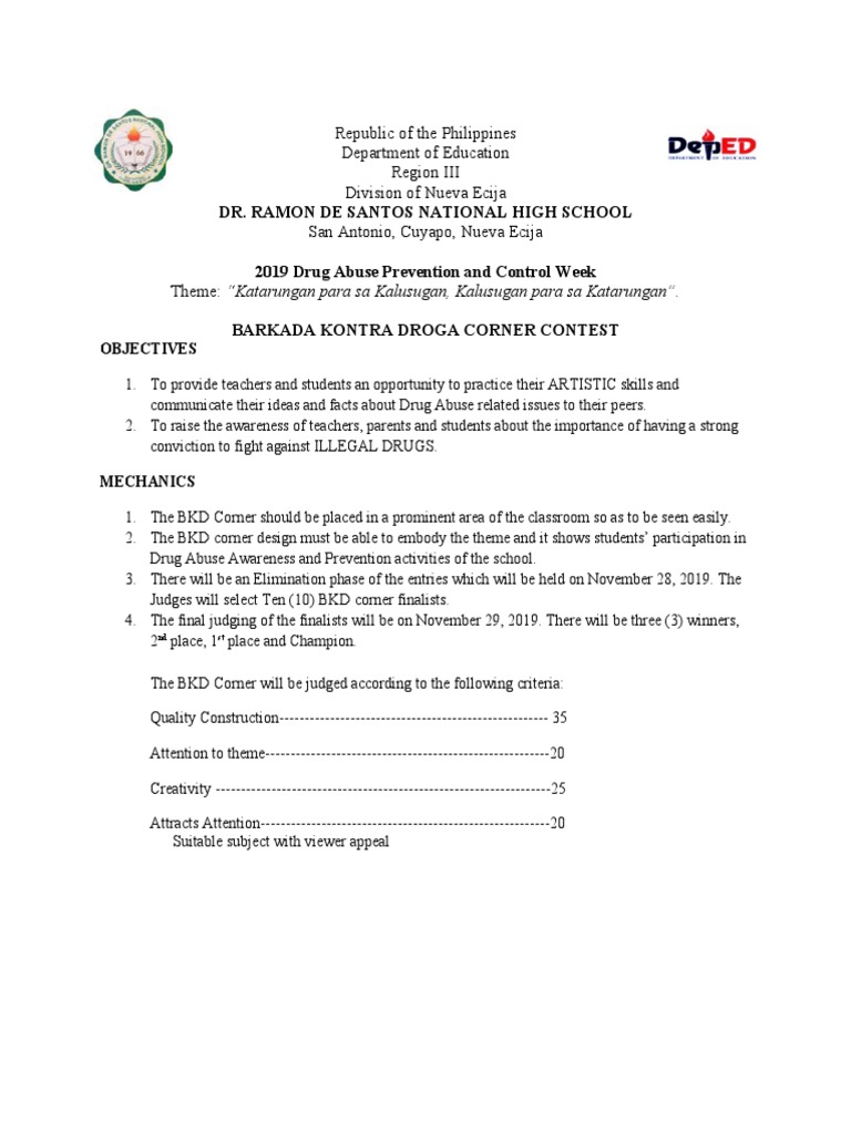 BKD Corner Contest for Drug Awareness | PDF