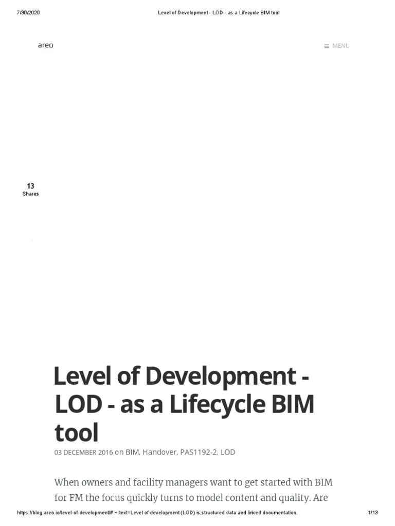 Level of Development - LOD - As A Lifecycle BIM Tool | PDF | Building ...
