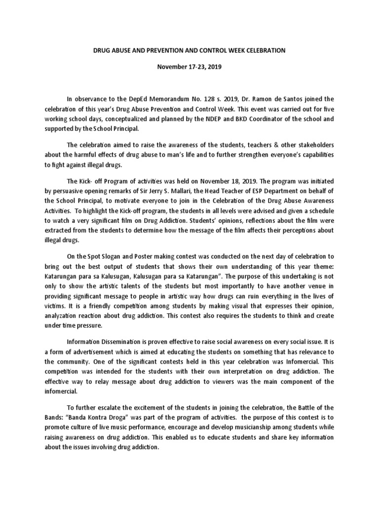 Narrative Report On Barkada Kontra Droga | PDF