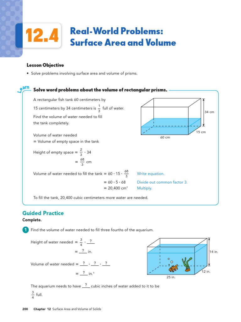 Real-World Problems: Surface Area and Volume: Lesson Objective | PDF ...