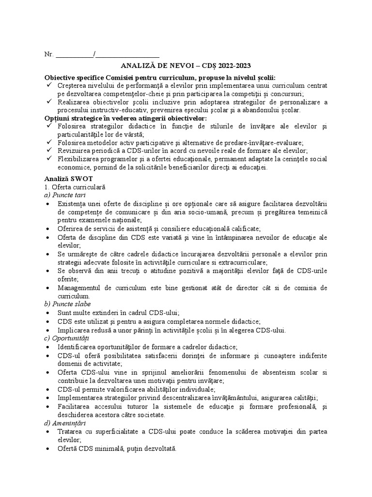 Analiza de Nevoi CDS | PDF | Sistema internacional de unidades | Metrologia