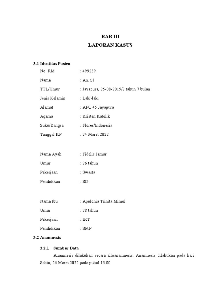 Anamnesis Pasien Autisme | PDF