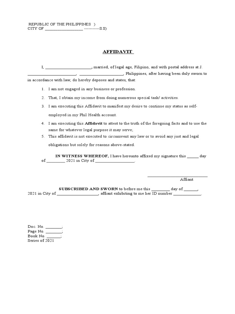 2A Affidavit of Self Employed | PDF