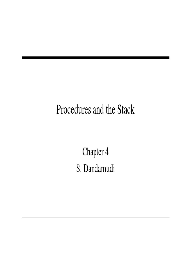 Procedures and The Stack: S. Dandamudi | PDF | Subroutine | Assembly Language