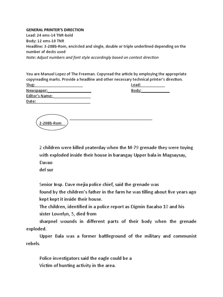 Printer's directions for general article | PDF