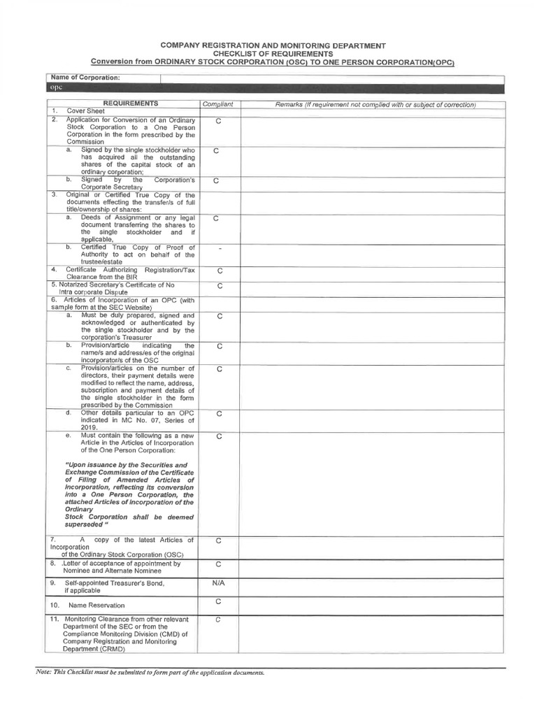 SEC OPC Requirements | PDF