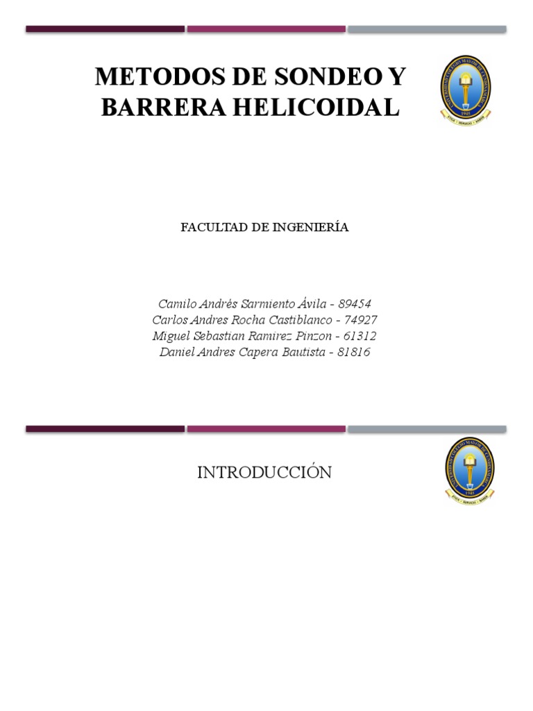 Métodos de Sondeo con Barrenos Helicoidales | PDF