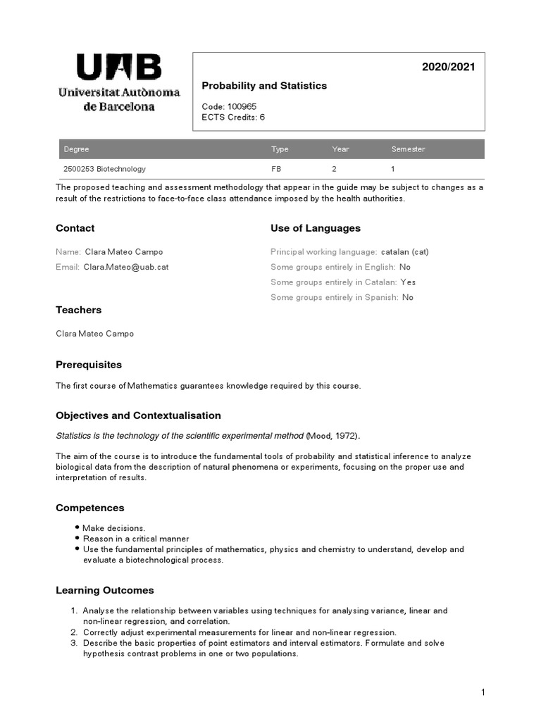 Probability and Statistics | Download Free PDF | Statistics ...