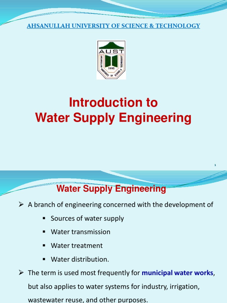 Introduction To Water Supply Engineering: Ahsanullah University of Science & Technology | PDF ...