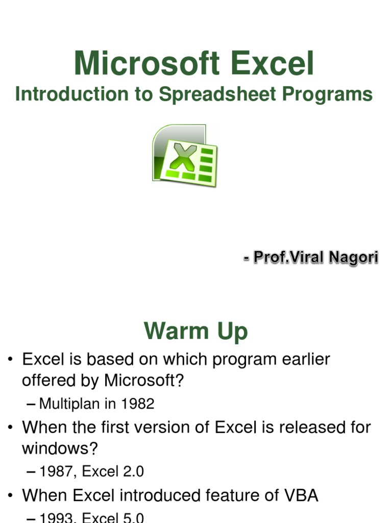 Microsoft Excel: Introduction To Spreadsheet Programs | PDF | Microsoft ...