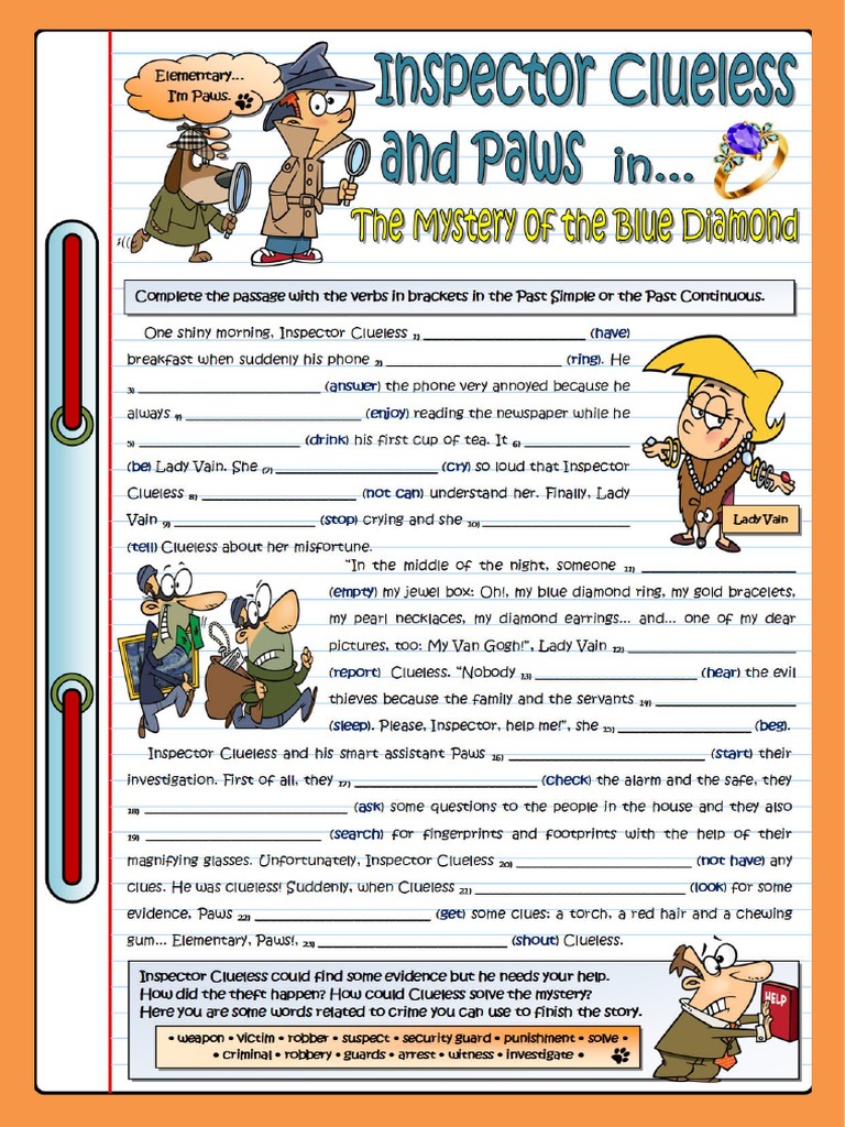 Inspector Clueless and Paws Grammar Drills Information Gap Activities Reading. | PDF