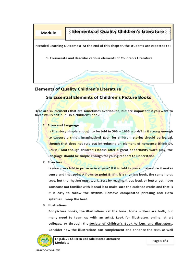 Elements of Quality Children's Literature | PDF | Children's Literature ...