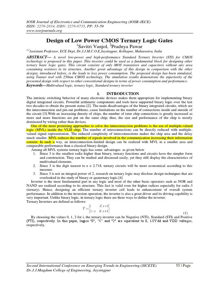 Low Power CMOS Ternary Inverter Design | PDF | Logic Gate | Cmos