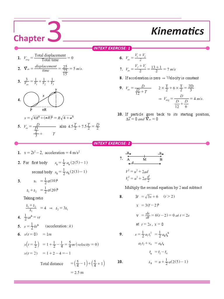 BT Booklet Physics Chapter3 Kinematics Solutions | PDF | Velocity | Acceleration