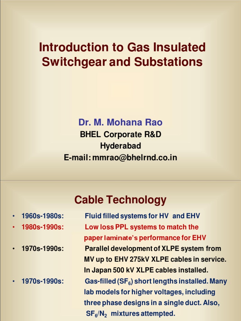 Introduction to Gas Insulated Switchgear and Substations | PDF | Insulator (Electricity ...