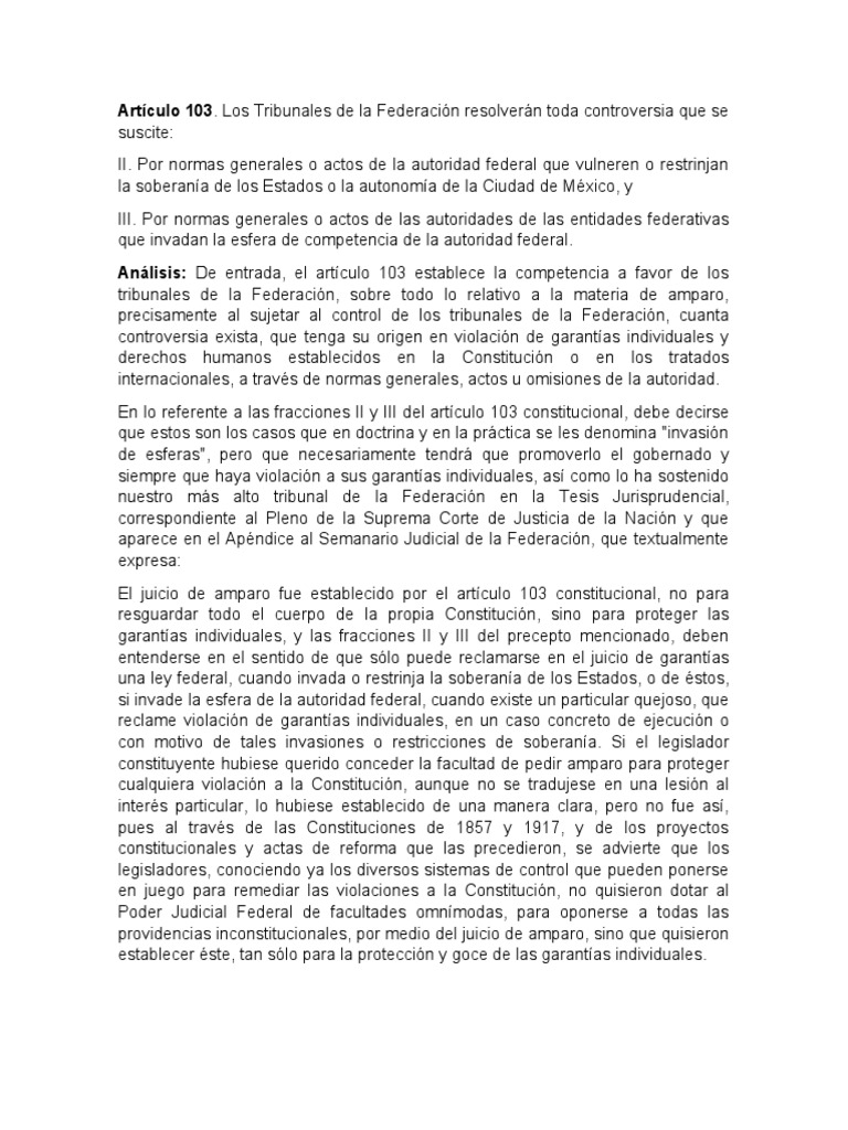Artículo 103. | PDF | Federación | Derecho Constitucional