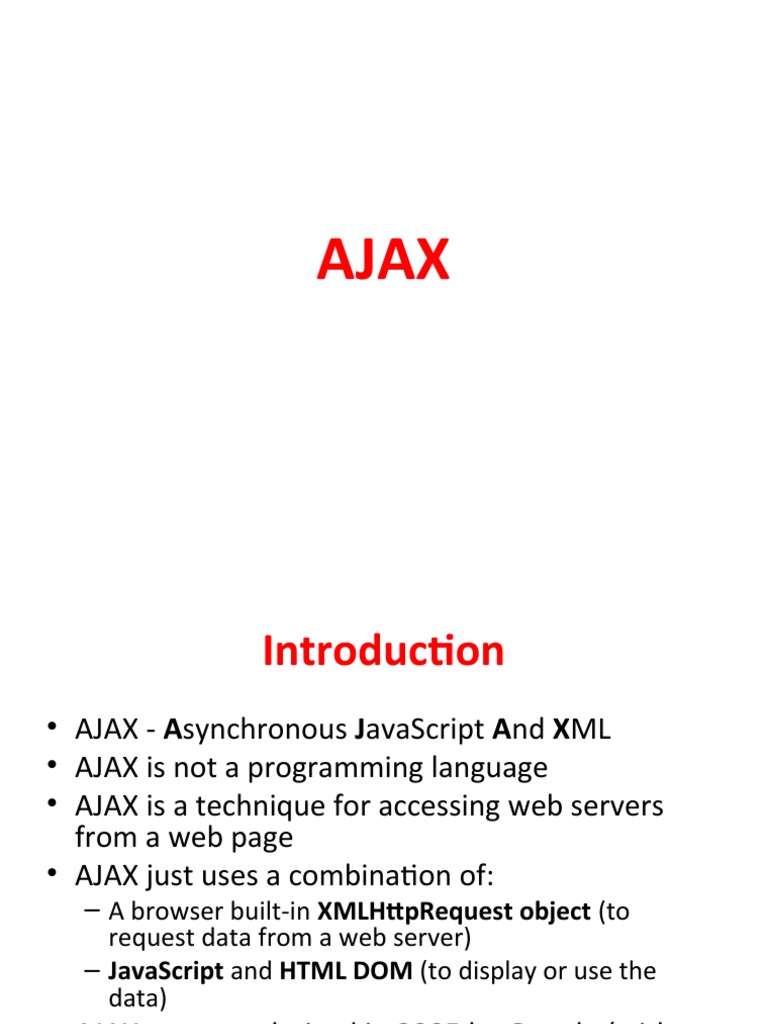 AJAX for Web Developers | PDF | Ajax (Programming) | World Wide Web