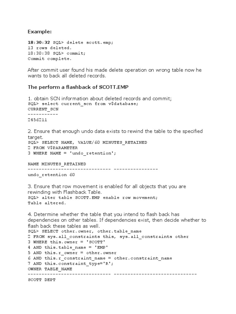 Oracle Flashback Recovery Guide | PDF | Databases | Table (Database)