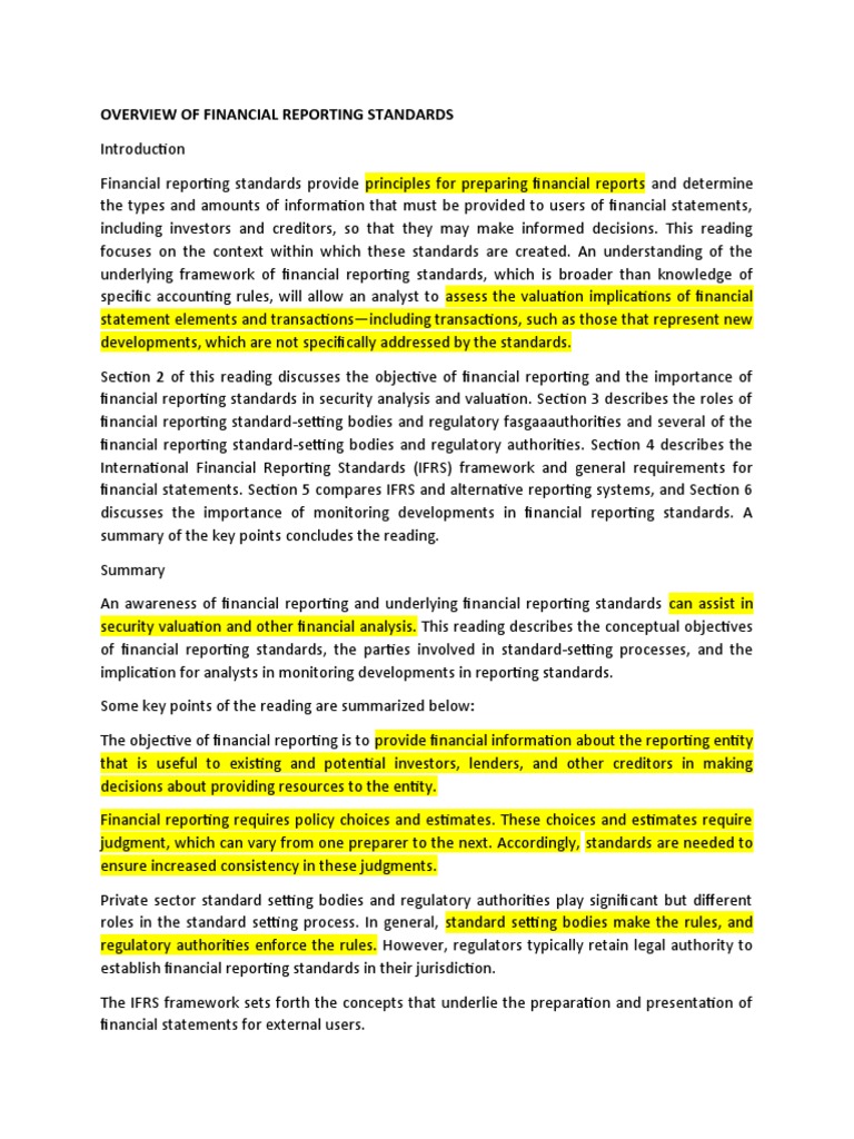 Overview of FRS Readings | PDF | International Financial Reporting ...