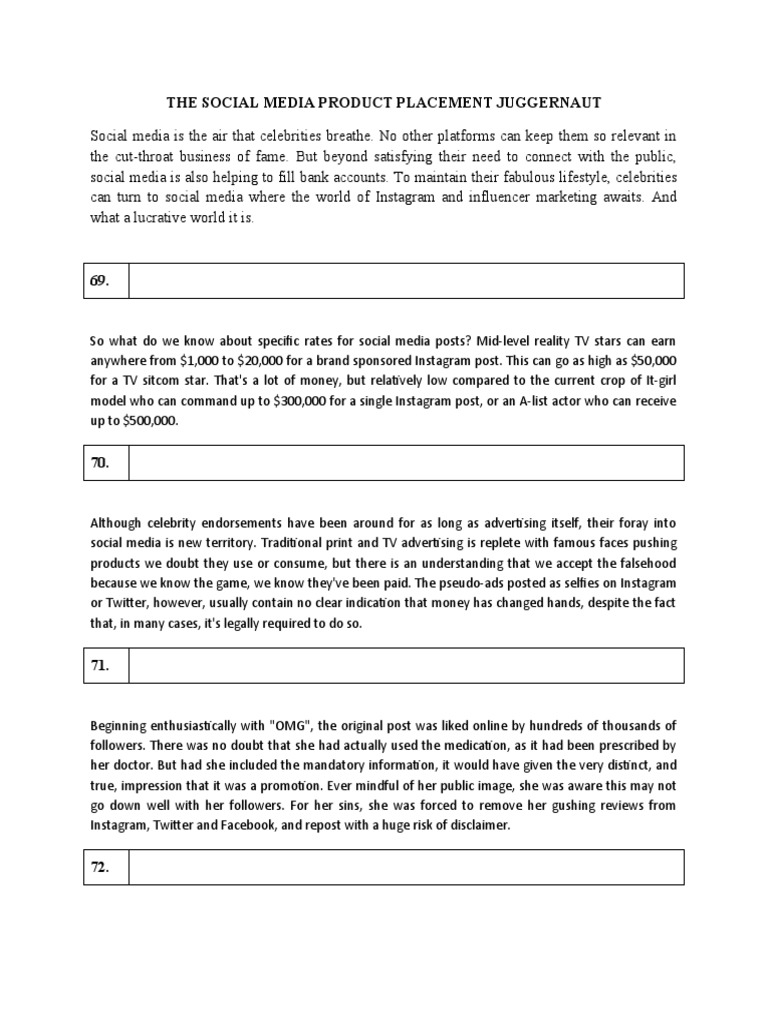 Advanced Reading Exercises | PDF | Social Media | Popular Culture ...