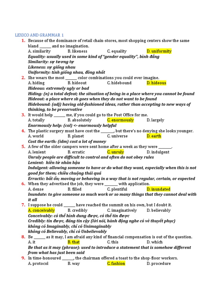 Lexico Grammar 1 | PDF