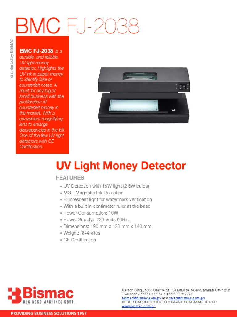 Assets - Uploads - Brochure BMC FJ 2038 UV Money Detector | PDF