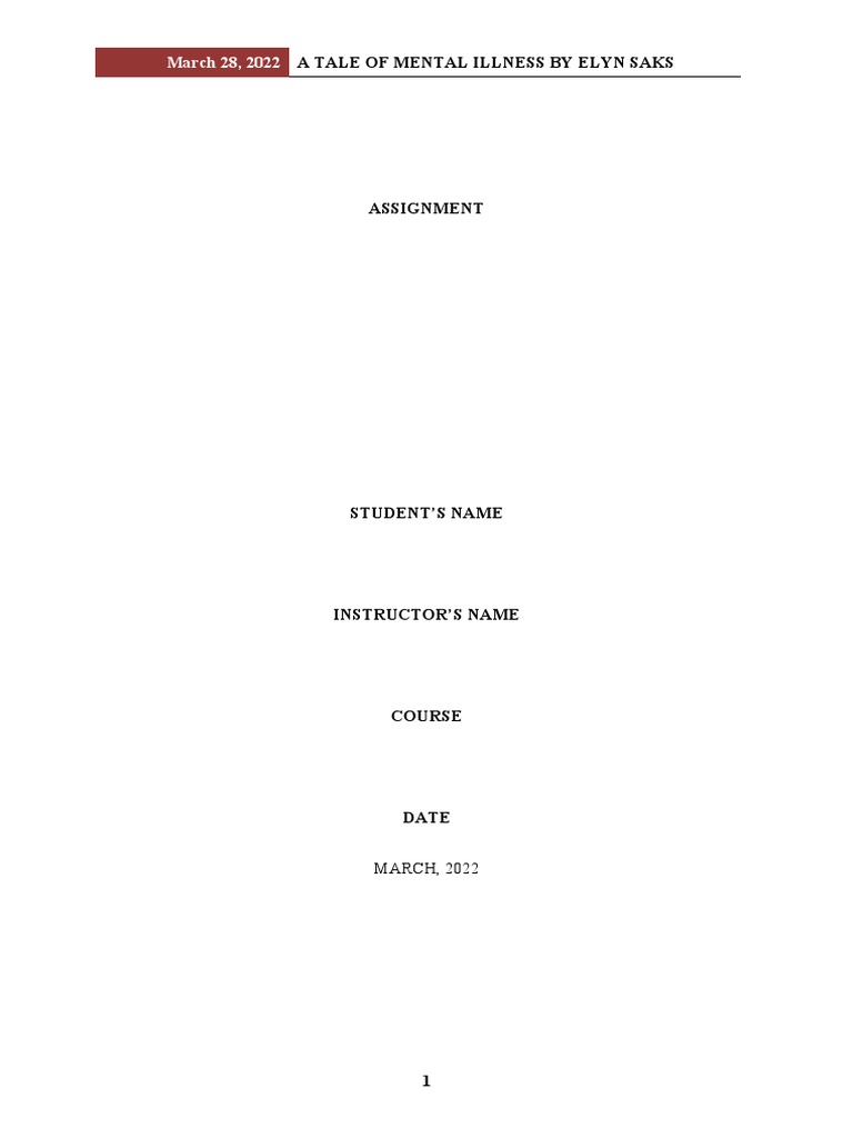 Elyn Saks: A Journey Through Schizophrenia | PDF | Mental Disorder ...